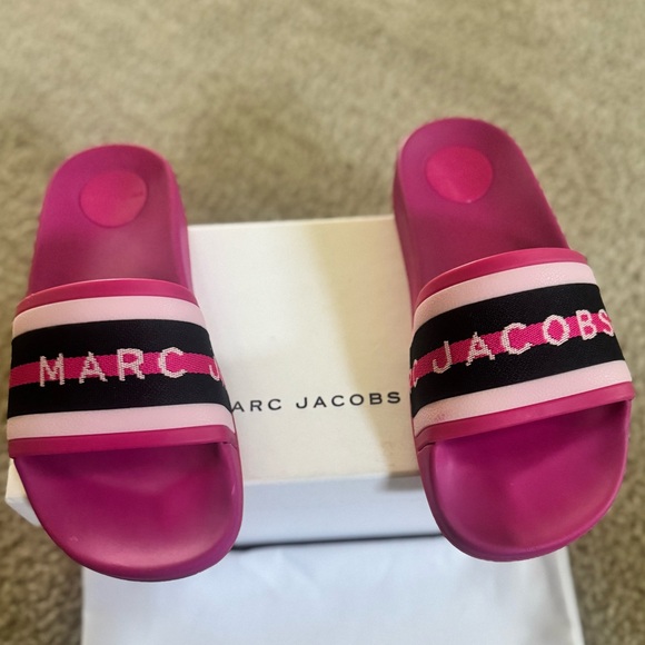 Marc Jacobs | Shoes | Marc Jacobs Pink Multi Slide Sandals Sz 9 Women ...